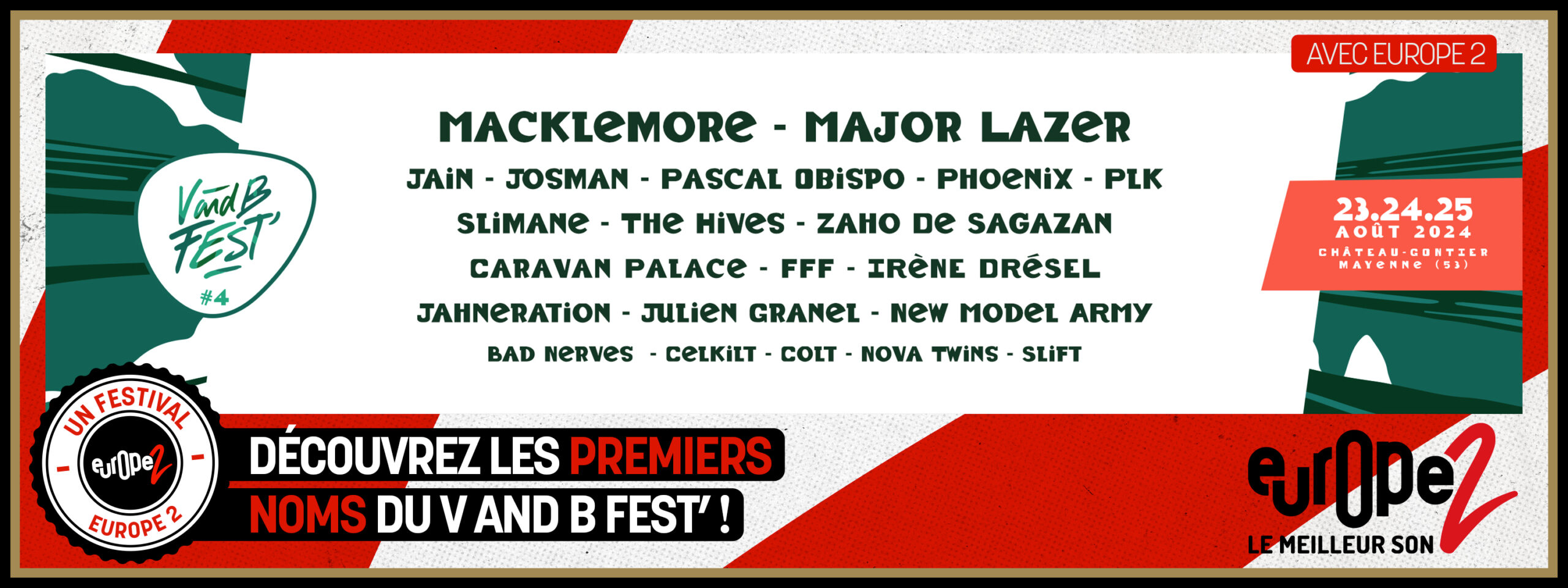 V and B Fest' 2024 avec Europe 2 : Découvrez les 1ers noms et réservez ...