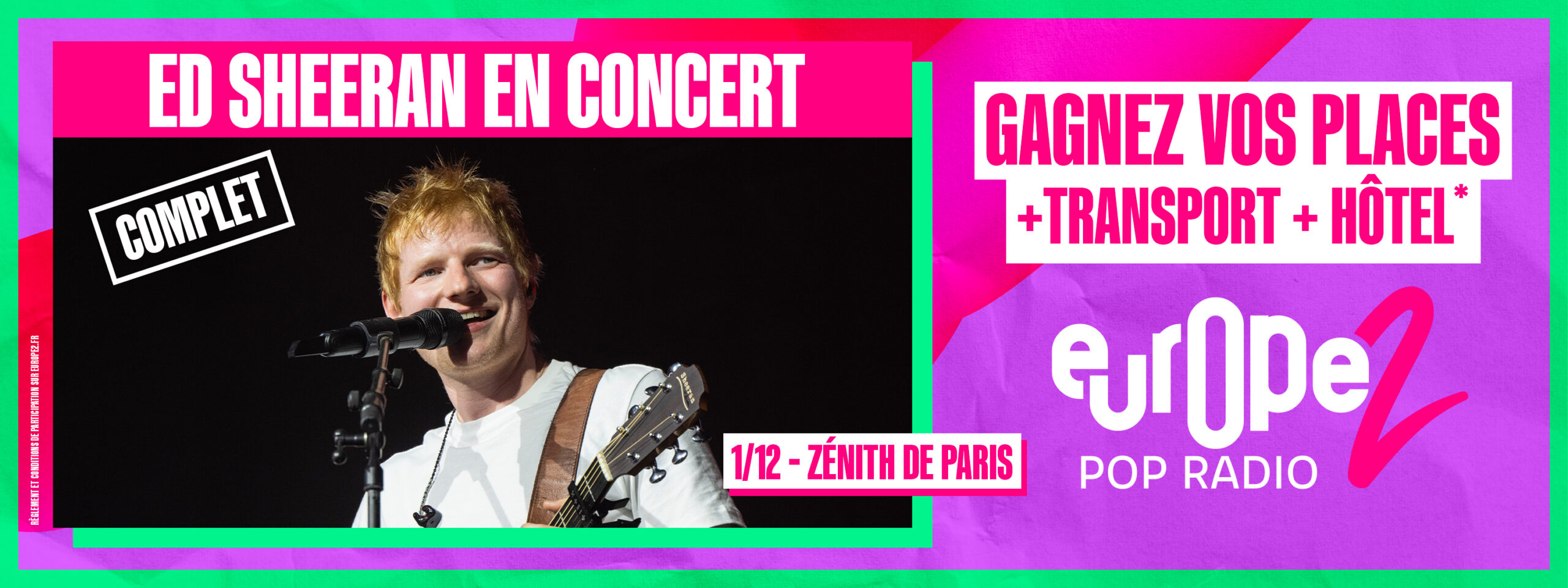Europe 2 vous offre des places pour le concert d'Ed Sheeran à Paris
